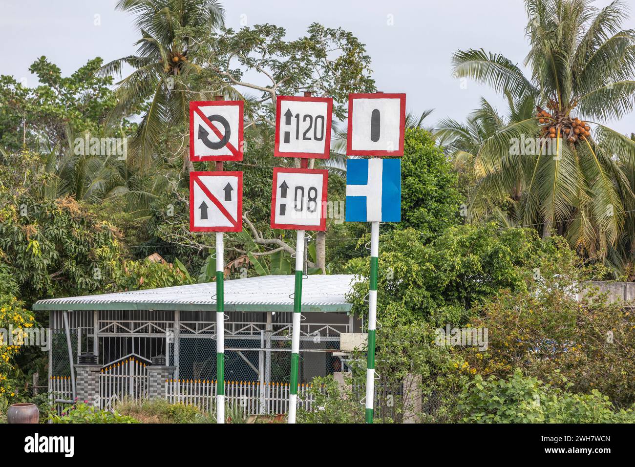 Nautical instruction signs on the Mekong Delta, Vietnam Stock Photo - Alamy