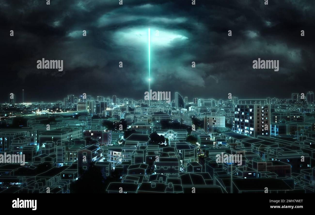 Cyberpunk look of a night city. The concept of the future Stock Photo ...