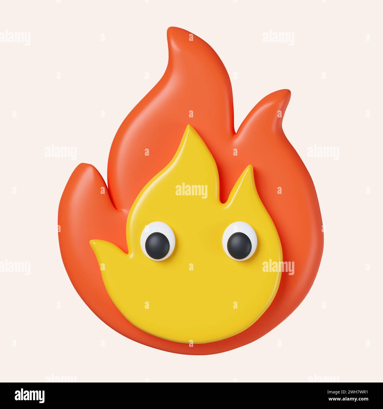 3d emoji Flame fire symbol. energy and power concept. icon isolated on ...