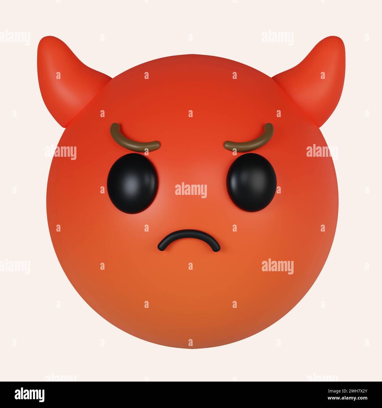 3d emoticon smiling with horns, devil emoji. Red face devil emoji. icon ...
