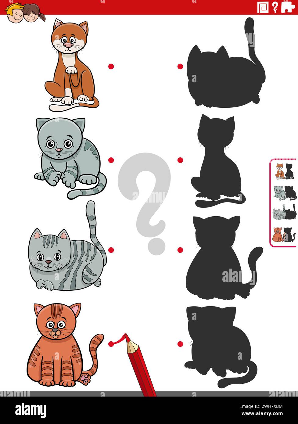 Cartoon illustration of match the right shadows with pictures ...