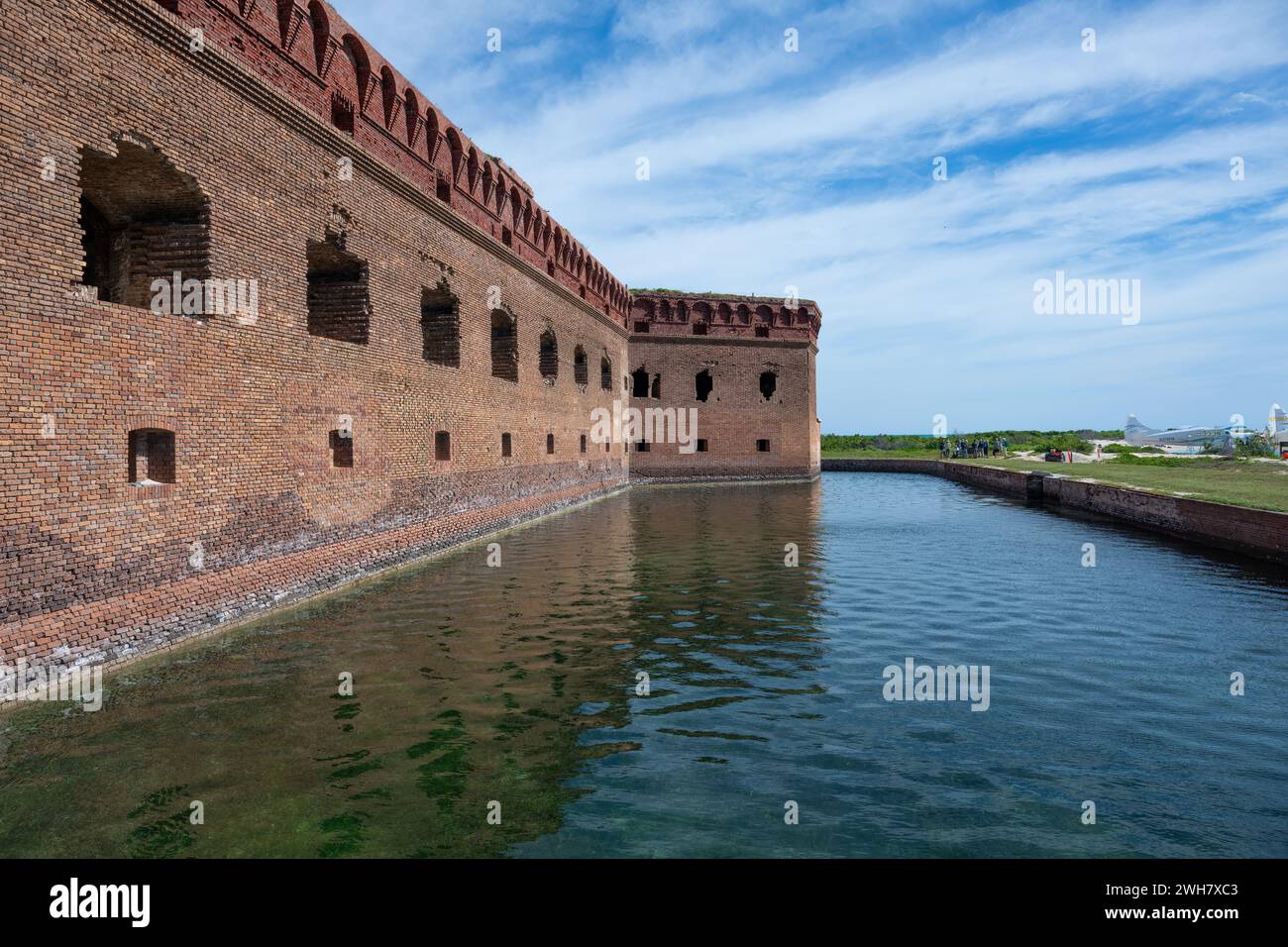Exterior walls and moat of Fort Jefferson, Dry Tortugas National Park ...