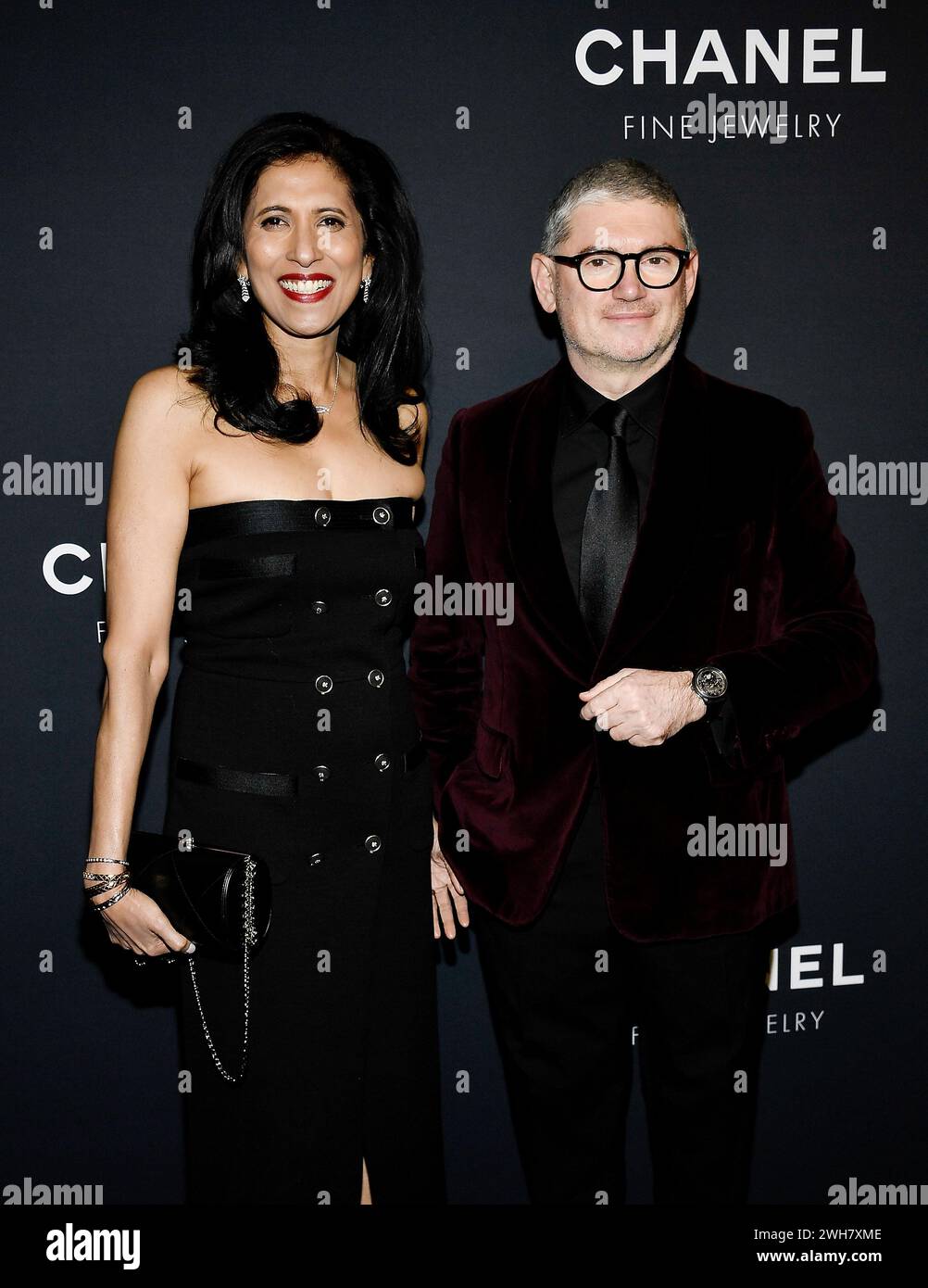 Leena Nair, left, and Frederic Grangie attend the Chanel Watches and ...