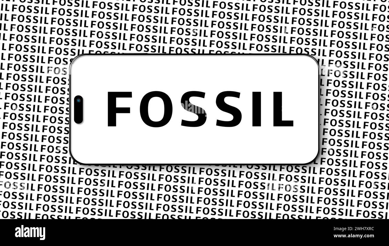 Istanbul, Turkey - 7 February 2024: Fossil brand logo on smartphone ...