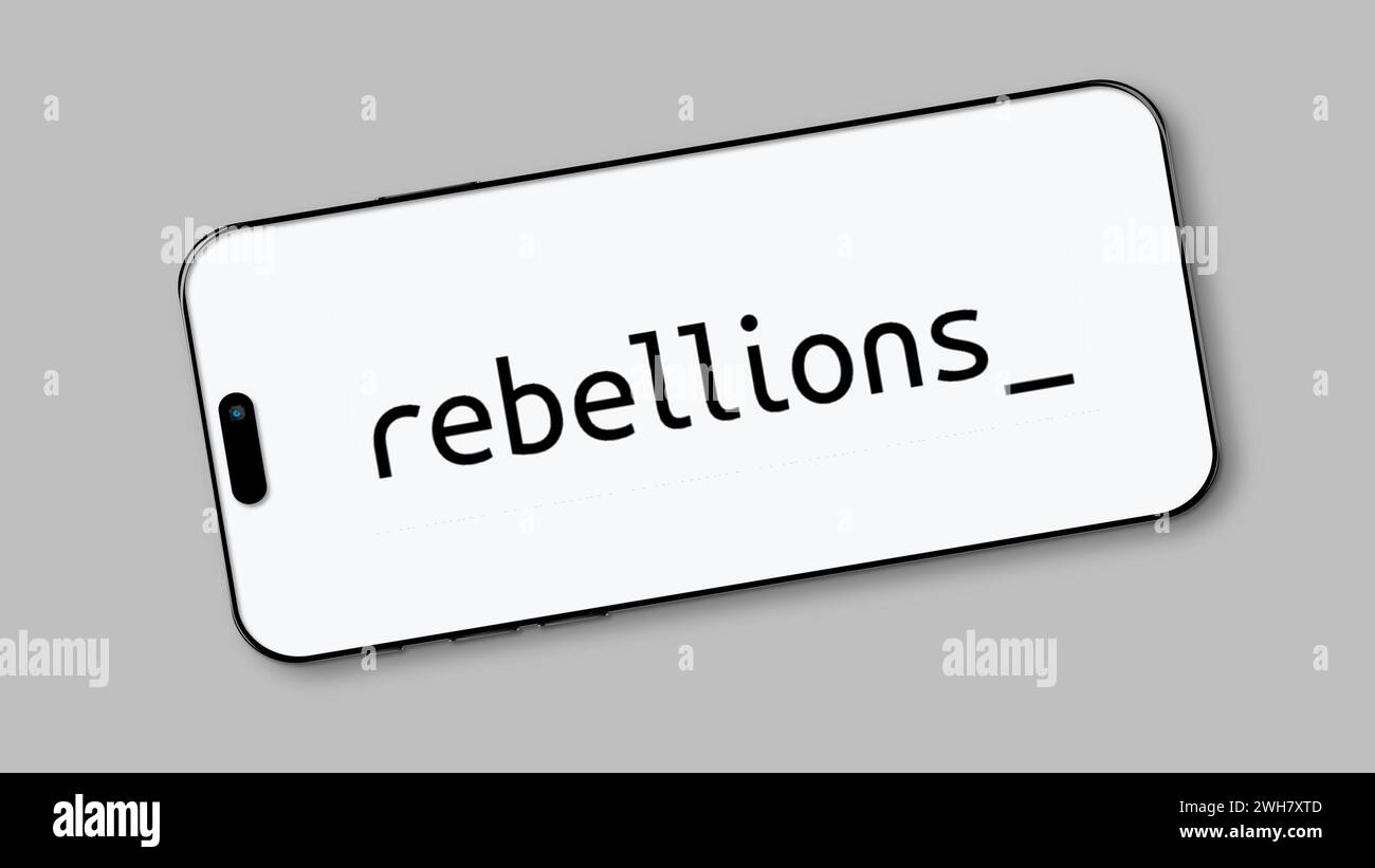 Istanbul, Turkey - 7 February 2024: Rebellions brand logo on smartphone ...