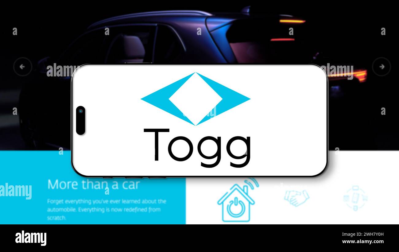 Istanbul, Turkey - 7 February 2024: TOGG brand logo on smartphone ...
