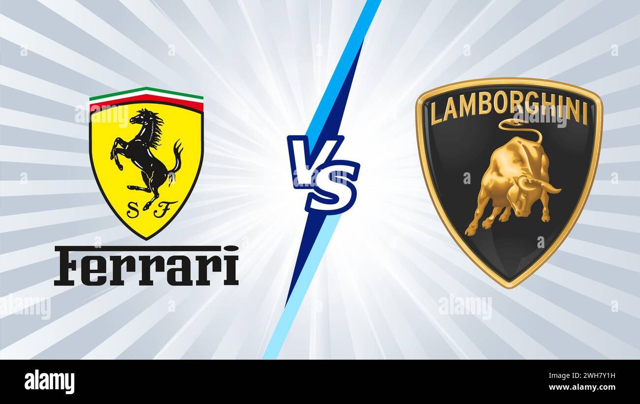 Istanbul, Turkey - 7 February 2024: Ferrari versus Lamborghini. Concept ...