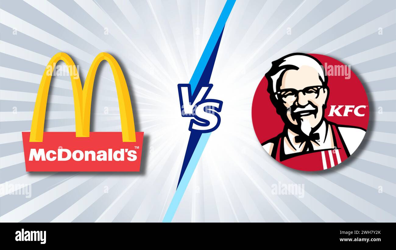 Istanbul, Turkey - 7 February 2024: McDonalds versus KFC. Concept of competitiveness between two ...