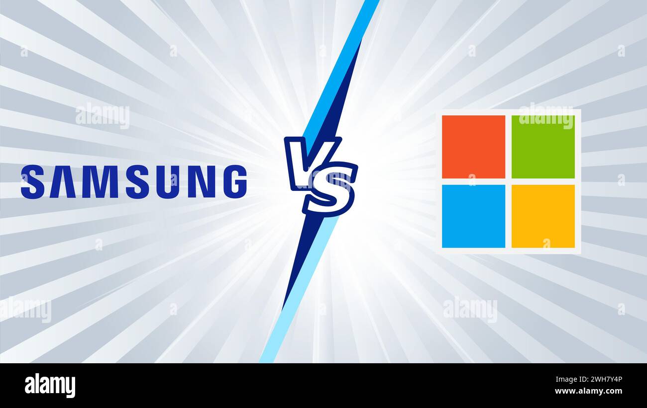 Istanbul, Turkey - 7 February 2024: Microsoft versus Samsung. Concept ...