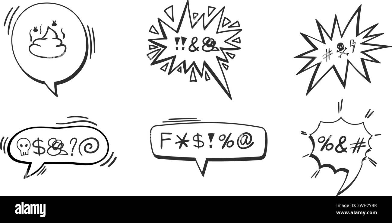 Swear speech bubble Collection. Censored text in dialogue chat box ...