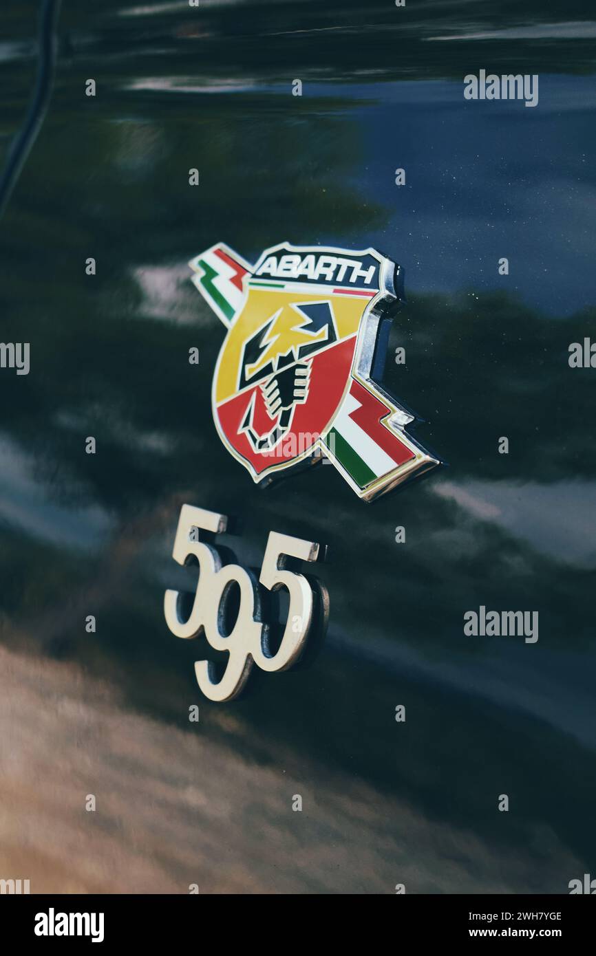 logo of the abarth 595 car in Catalonia, Spain, on September 1, 2023 ...