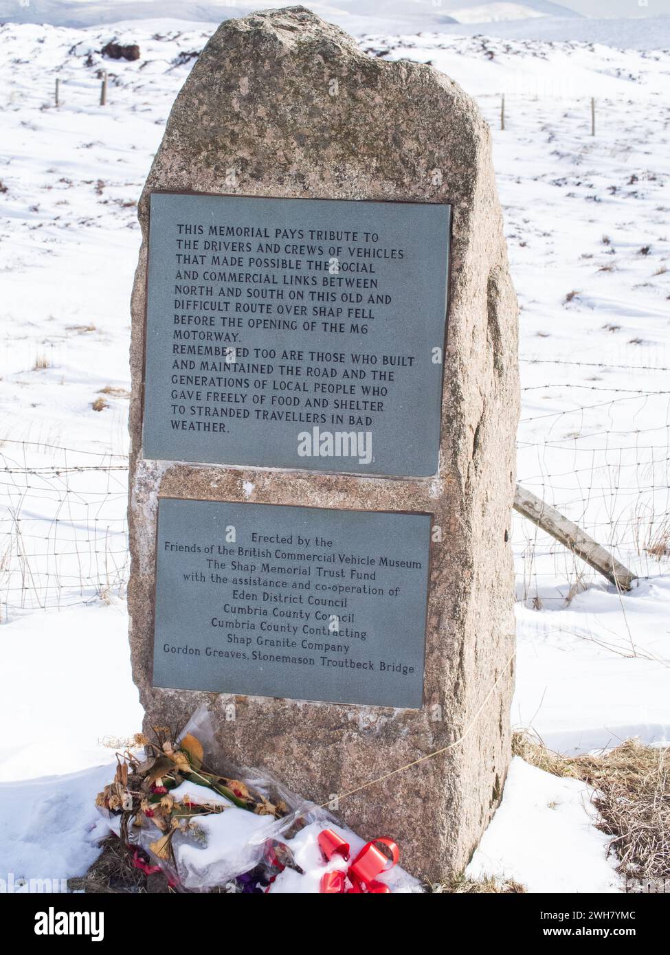 Memorial Stone, Shap Road Summit, Cumbria, England, United Kingdom ...