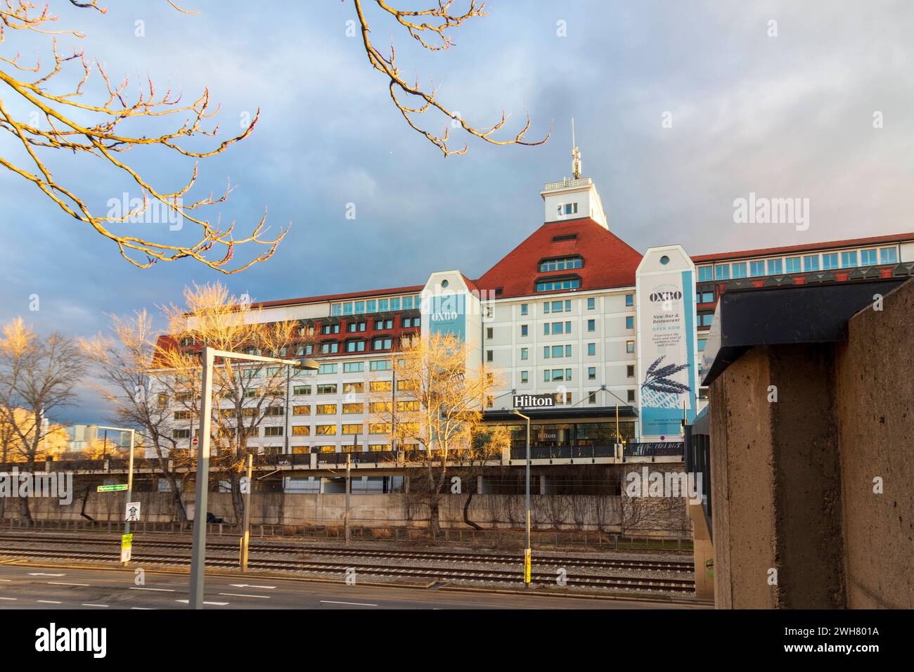 Hilton hotel, road Handelskai Vienna 02. Leopoldstadt Wien Austria ...