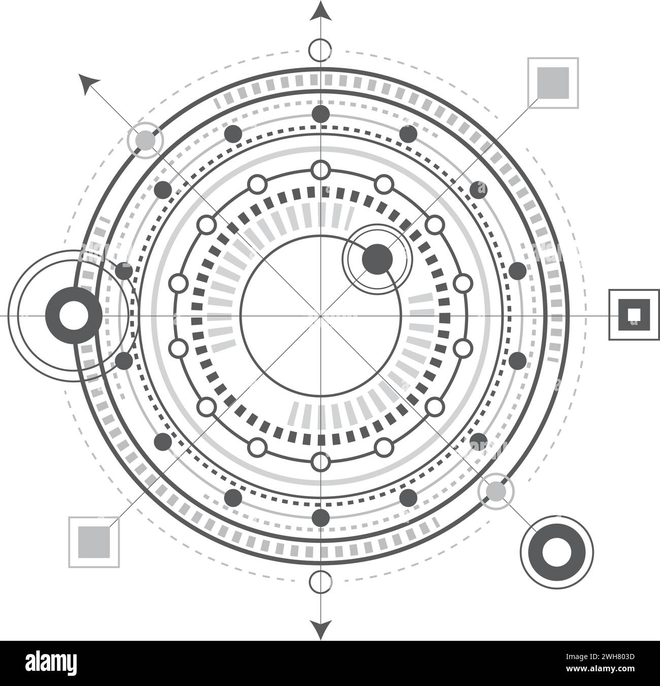Technical drawing.Fantastic circle .Drawing details .Hud Futuristic Stock Vector Image & Art - Alamy