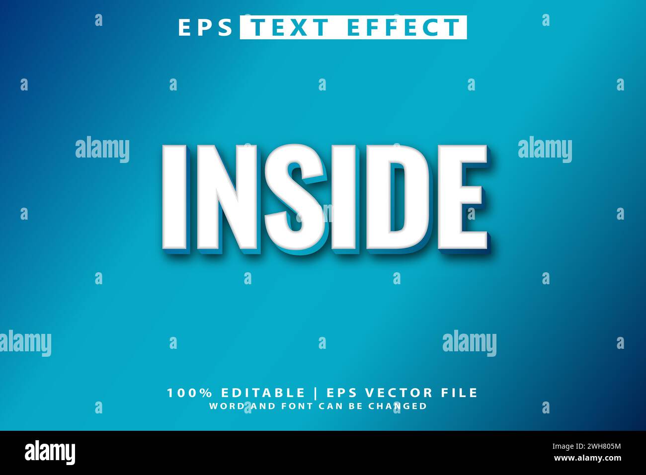 Editable text effect template in blue 3D style Stock Vector Image & Art - Alamy