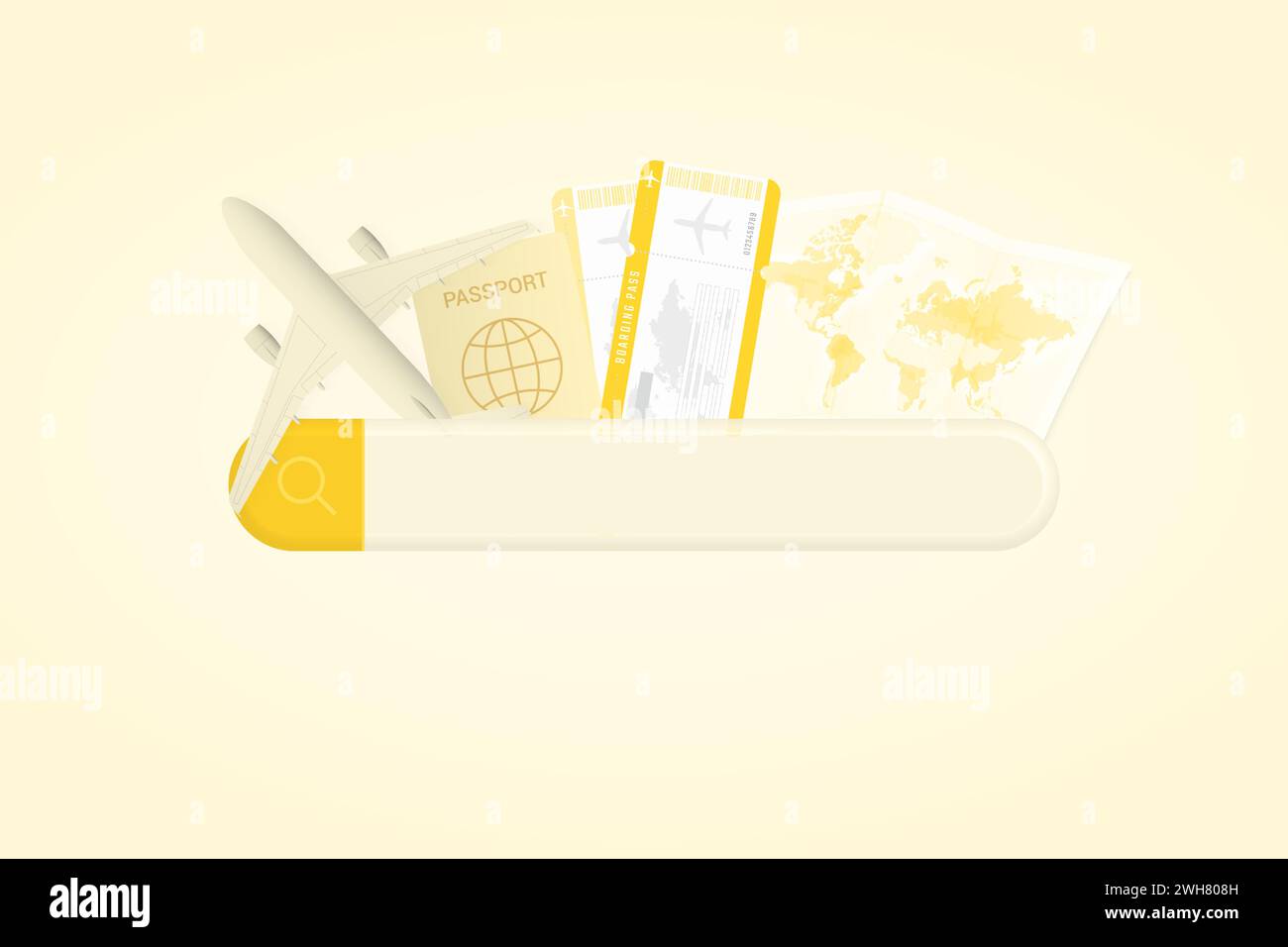 Searching travel destination or buy tickets online, searching bar with ...