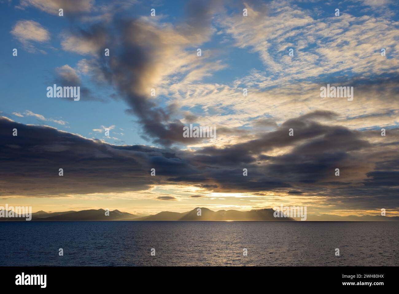 Torell Land in the Sør-Spitsbergen National Park at sunset in summer ...
