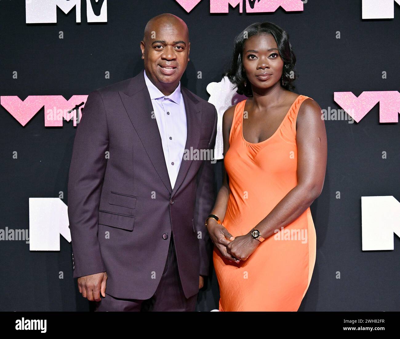 Newark Mayor Ras Baraka, left, and wife Linda Jumah arrive at the MTV ...
