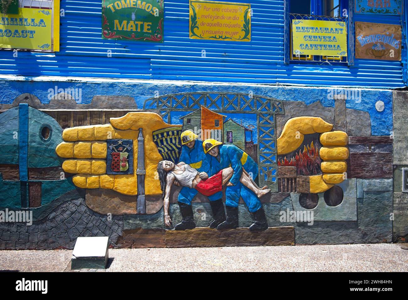A large at work dedicated to Fire Fighters in La Boca, it is a working ...