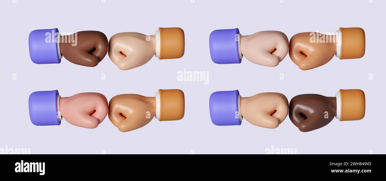 3d cartoon hand and partner giving fist bump hand, fist bump icon, two ...