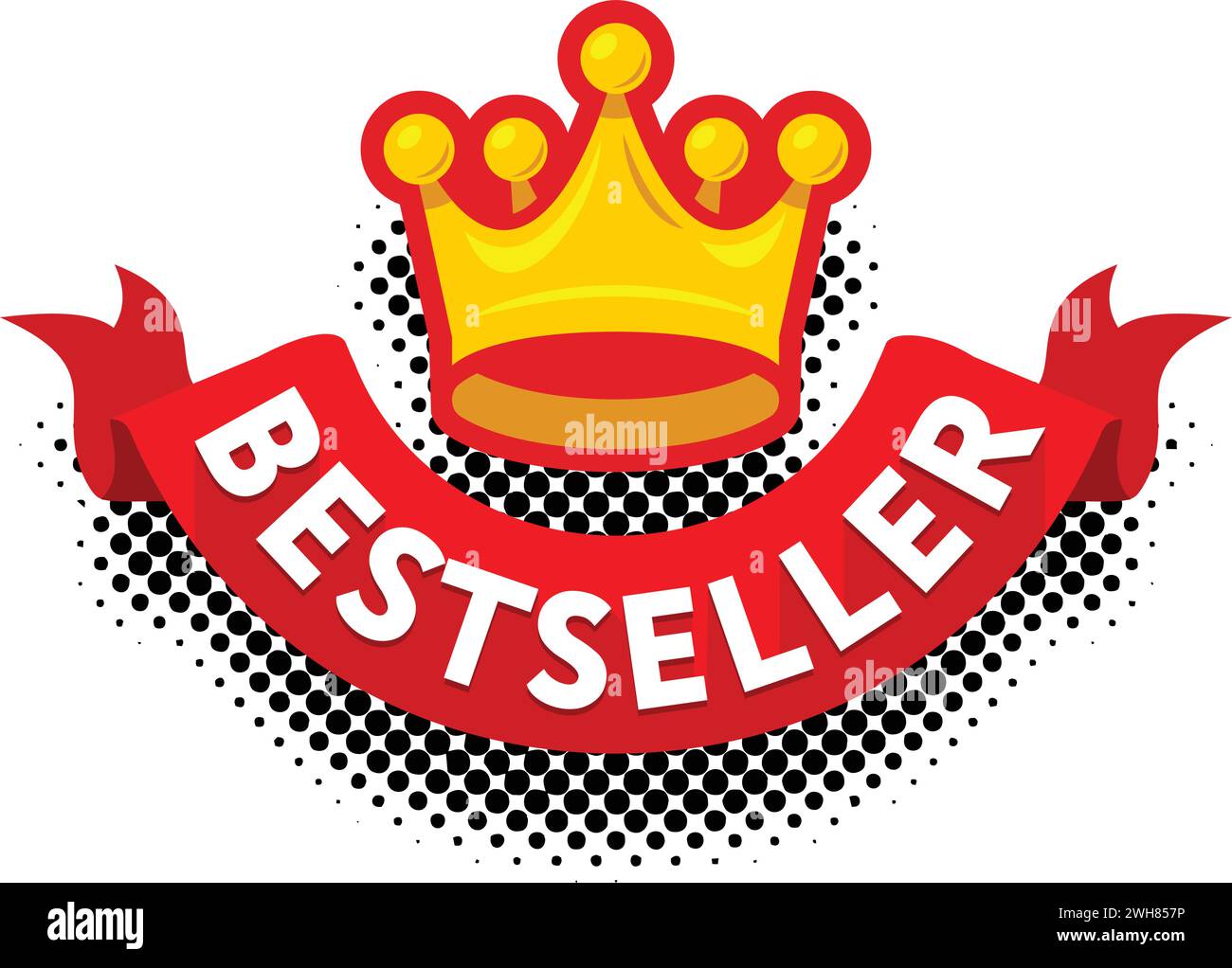 Best seller header with crown in comic book style. Vector on ...