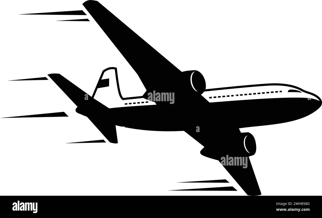 Plane flight in sky icon, solid illustration, vector pictogram on ...