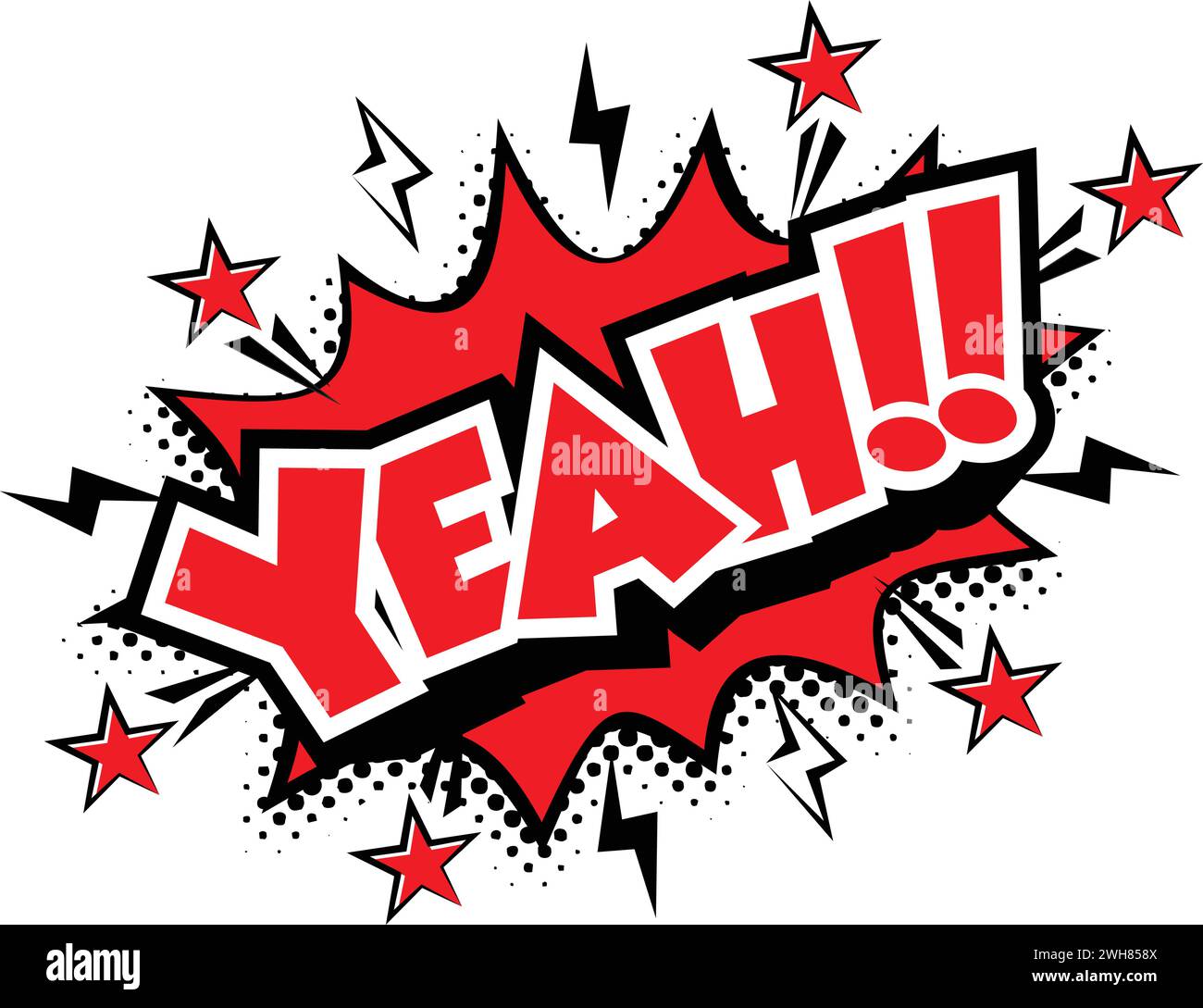 Yeah! Editable text comic effect. Cartoon vector in pop art style on transparent background ...