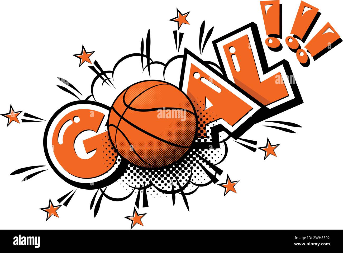 Goal basketball comic icon. Ball and explosion text speech bubble ...