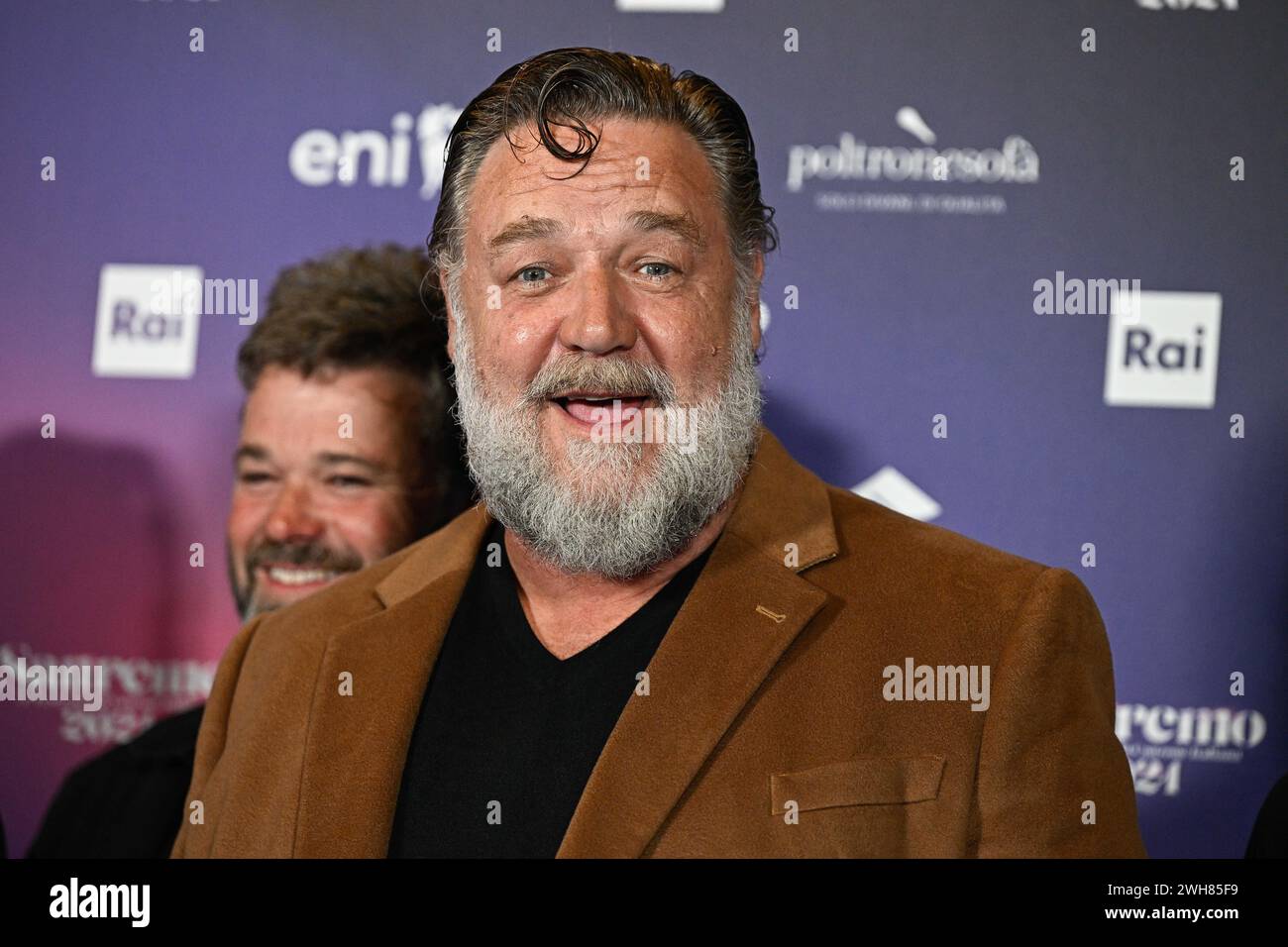 Sanremo, Italia. 08th Feb, 2024. Russell Crowe (actor) attends a ...