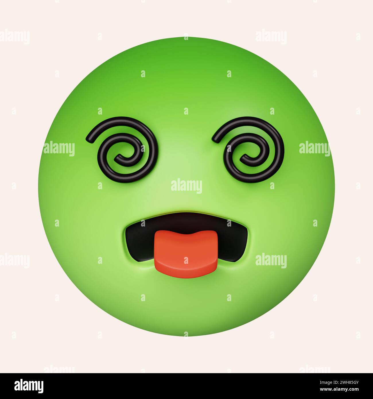 3d Nauseated Face Emoji With Green Face Sickly Face Green With