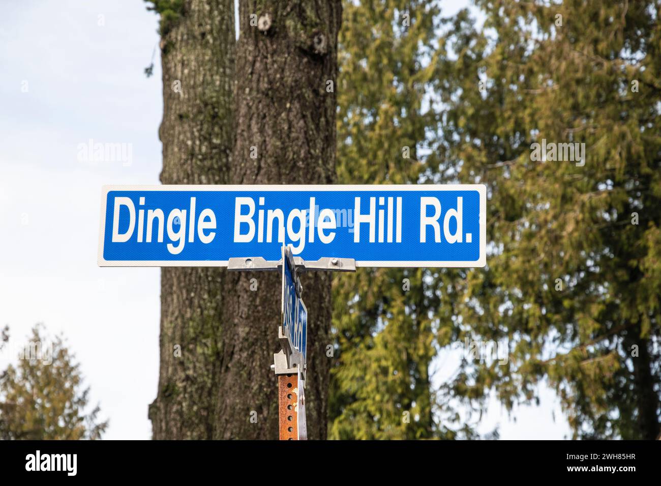 Dingle Bingle Hill Road street sign in Nanaimo, British Columbia, Canada Stock Photo - Alamy