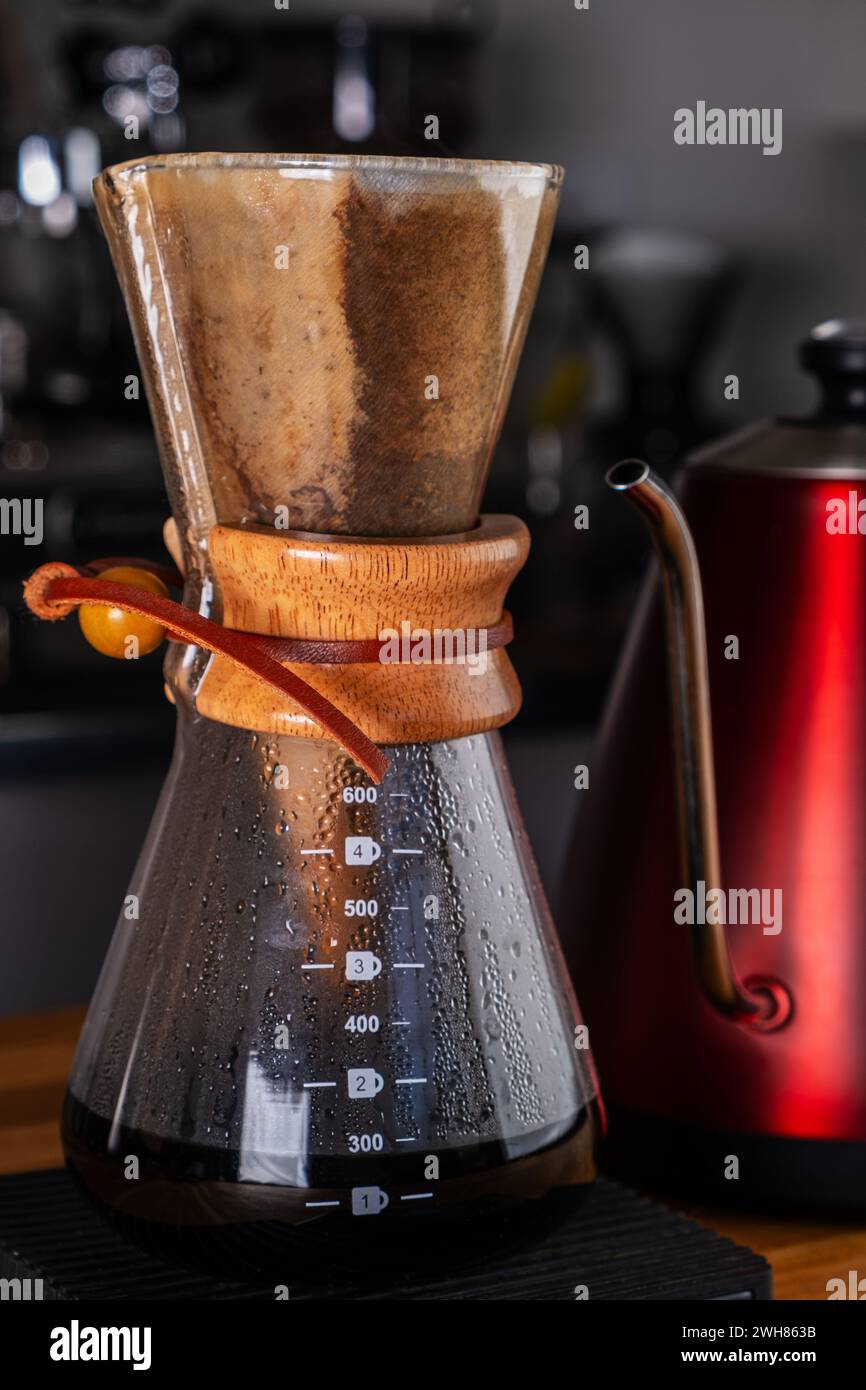 coffee brewed with a strainer in a coffee maker Stock Photo - Alamy