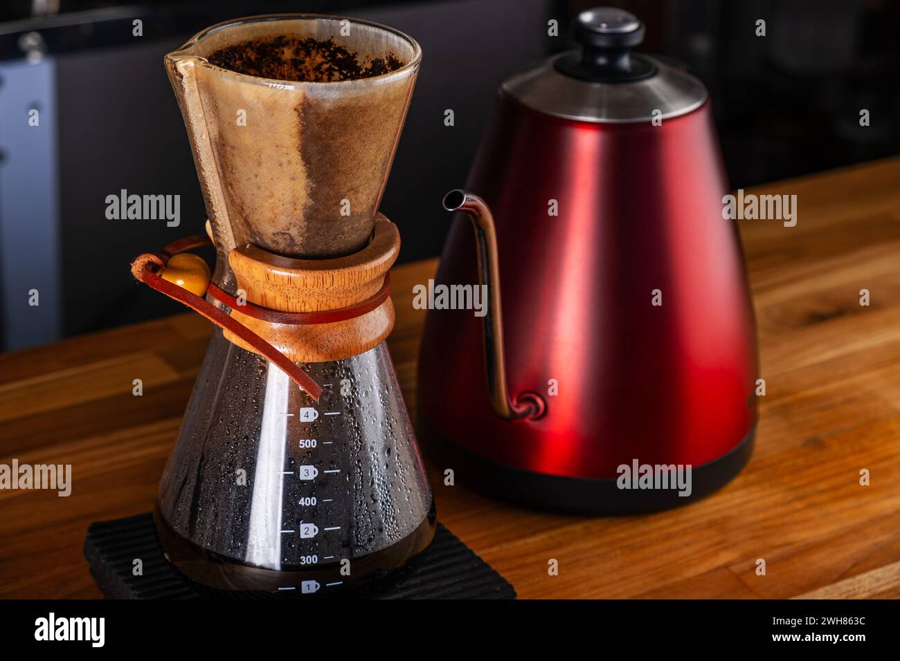 coffee brewed with a strainer in a coffee maker Stock Photo - Alamy