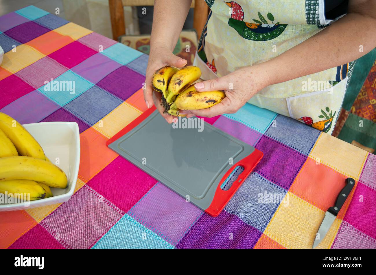 Skilled Hands Craft a Delicious Banana Dish Ready to Satisfy Stock ...