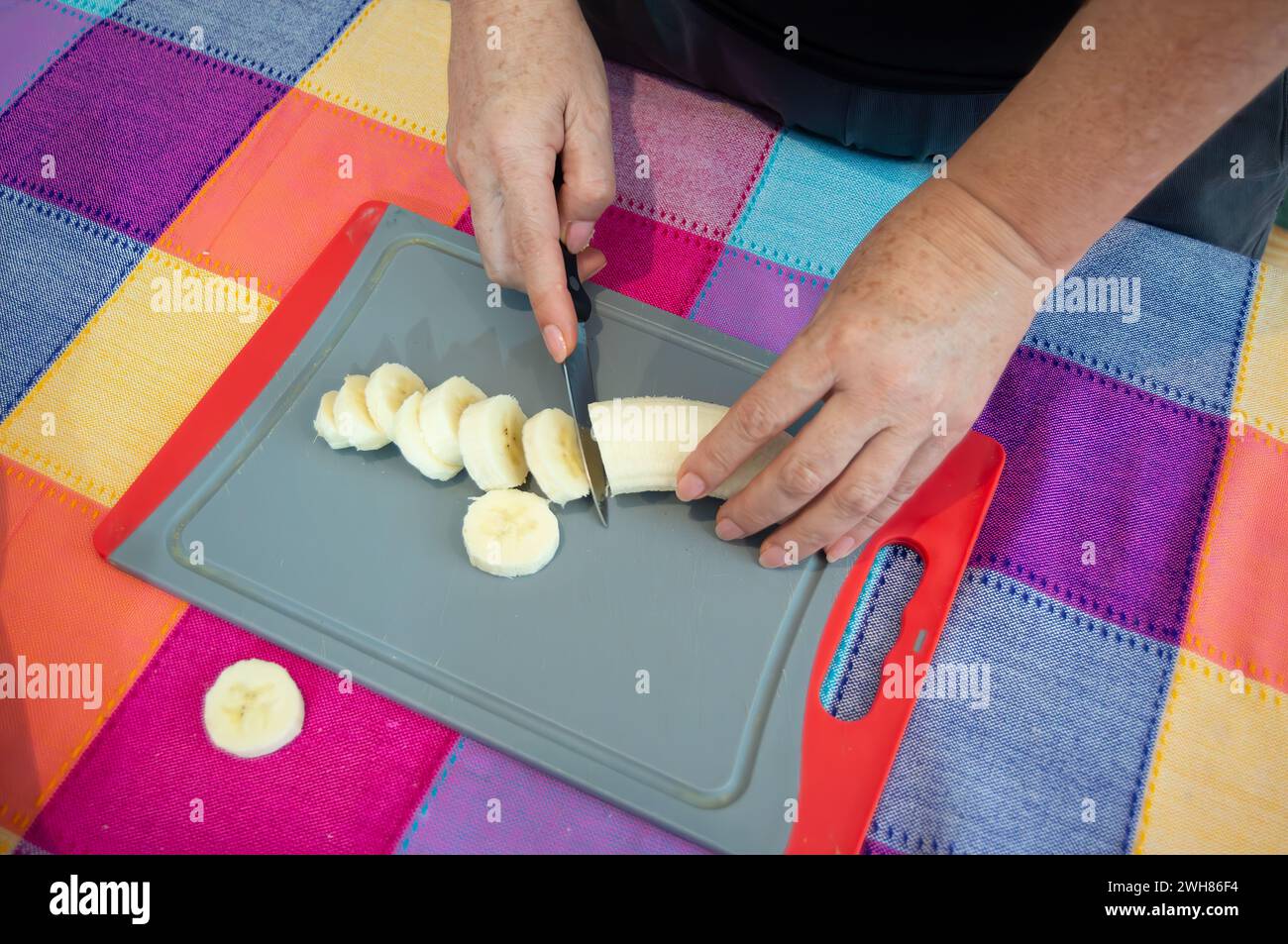 Skilled Hands Craft a Delicious Banana Dish Ready to Satisfy Stock ...