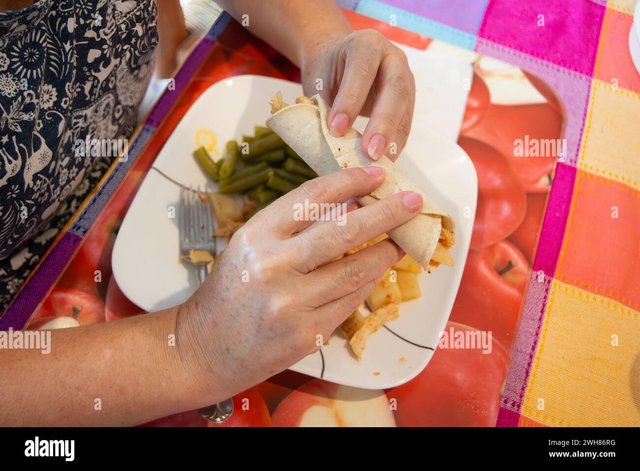 Hands Cradle Delicious Taco Ready for a Bite Stock Photo - Alamy