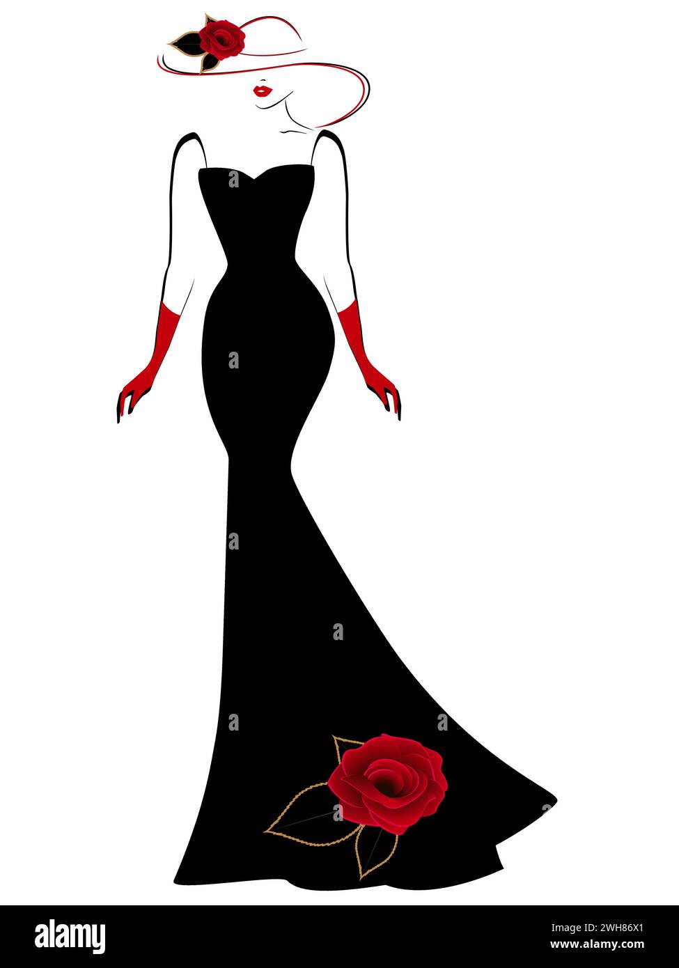 Woman vintage dress holding Cut Out Stock Images & Pictures - Alamy