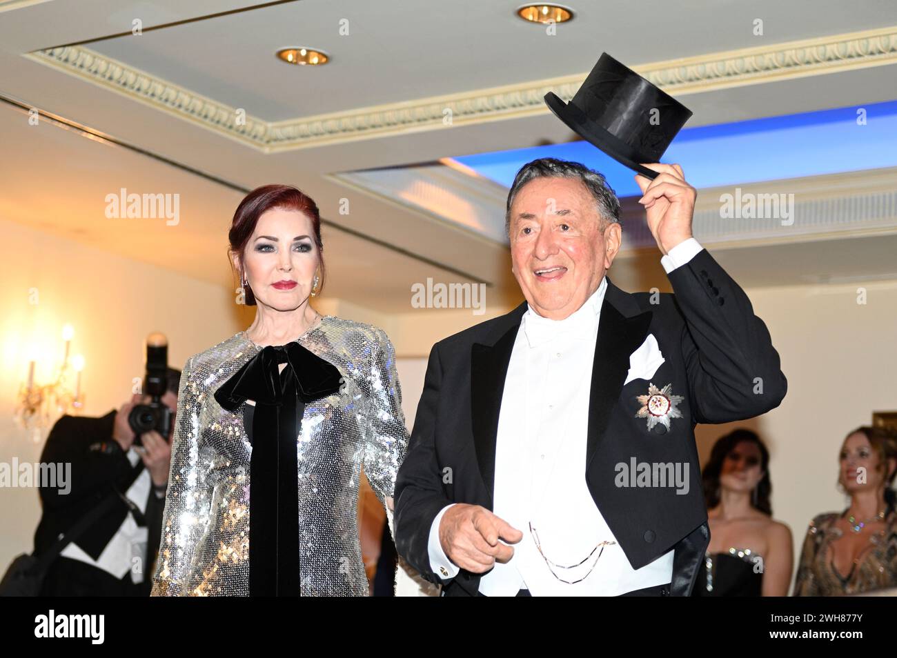 Vienna, Austria. 8th Feb, 2024. Richard Lugner (R) and Priscilla ...