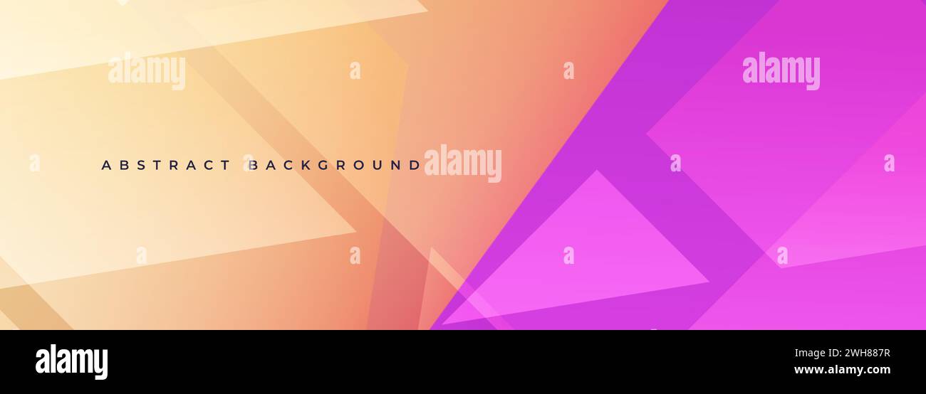 Peach and purple colored modern abstract wide banner with geometric ...