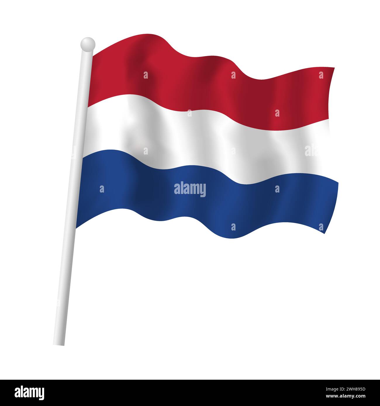 Netherlands flag on flagpole waving in wind. Netherlandish, Dutch ...