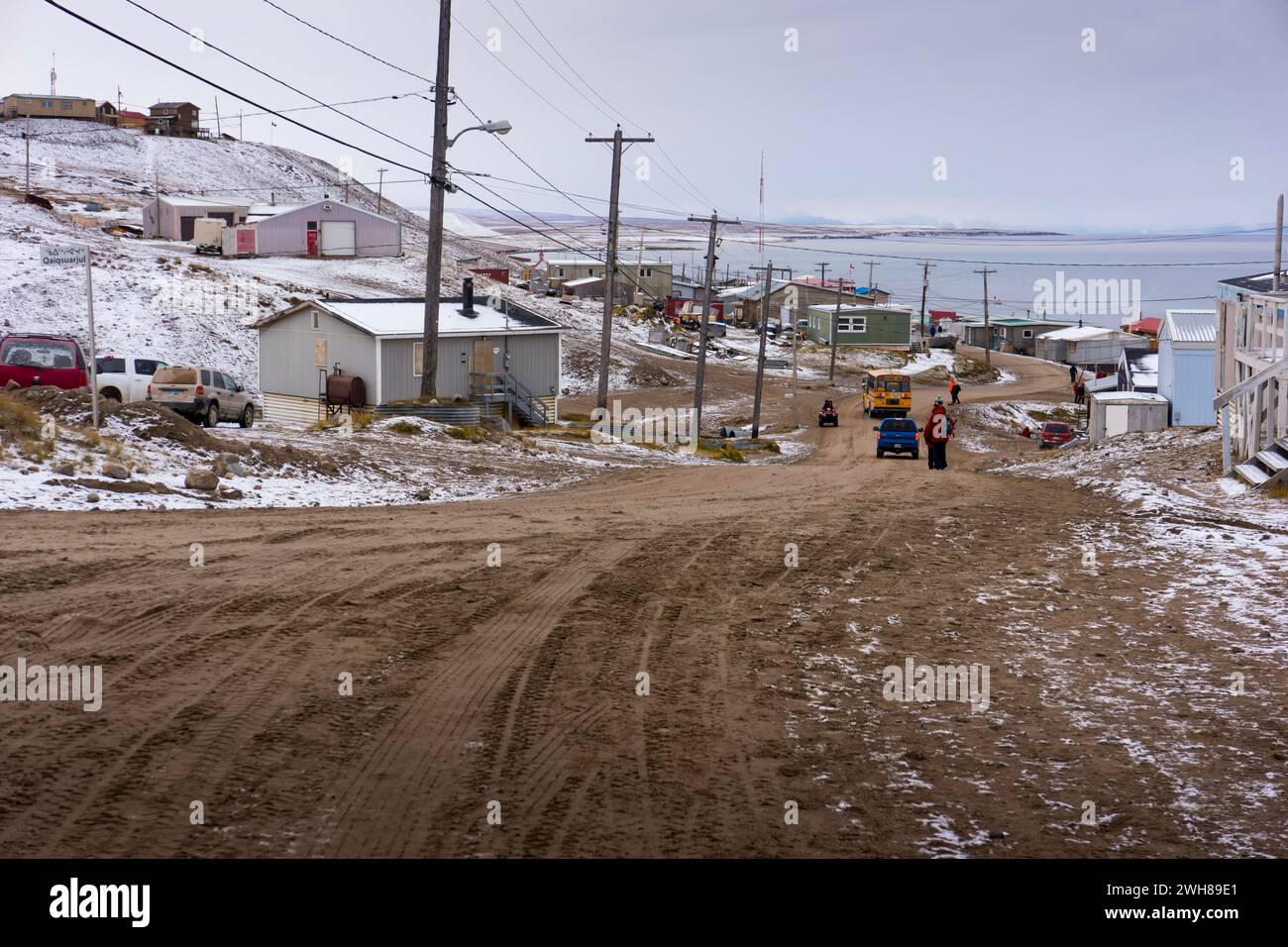 The town of Pond Inlet on Baffin Island Nunavut in Northern Canada ...