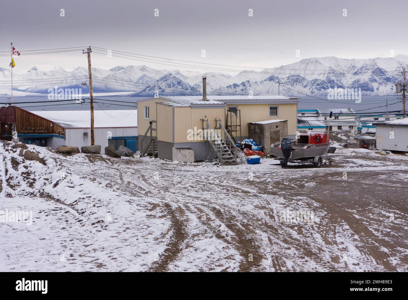 The town of Pond Inlet on Baffin Island Nunavut in Northern Canada ...