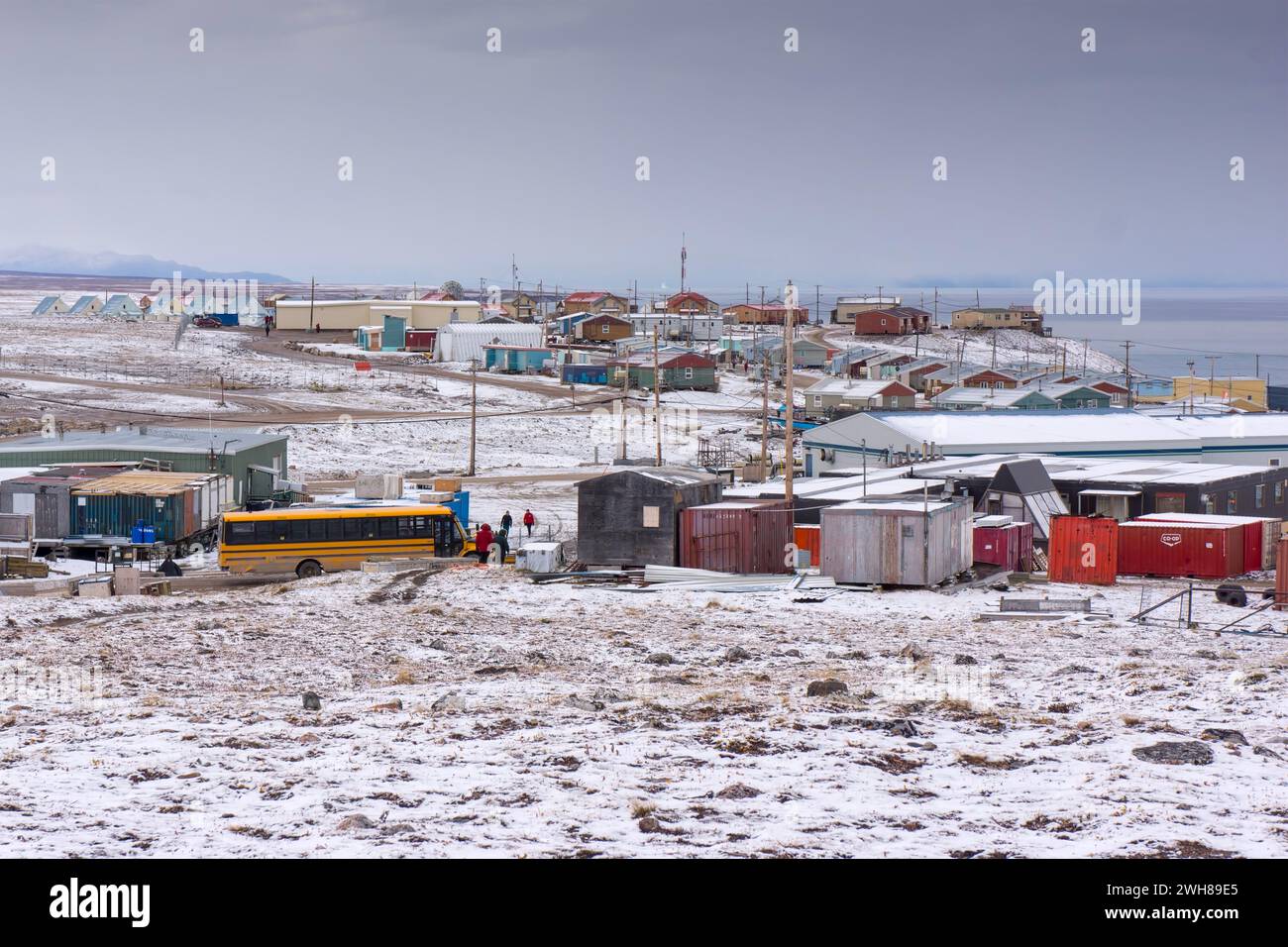 The town of Pond Inlet on Baffin Island Nunavut in Northern Canada ...