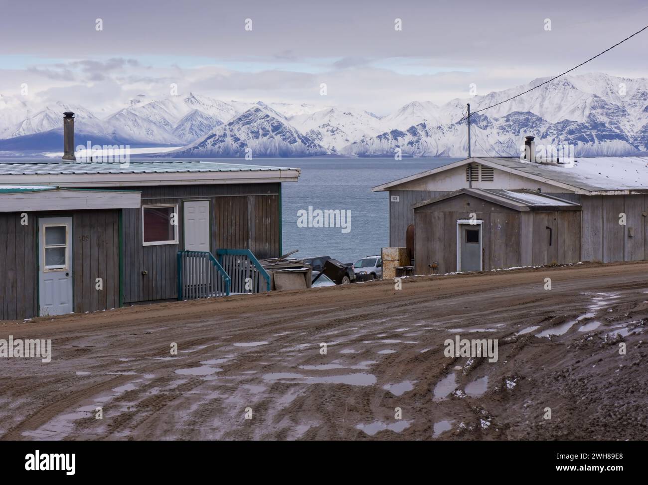 The town of Pond Inlet on Baffin Island Nunavut in Northern Canada ...