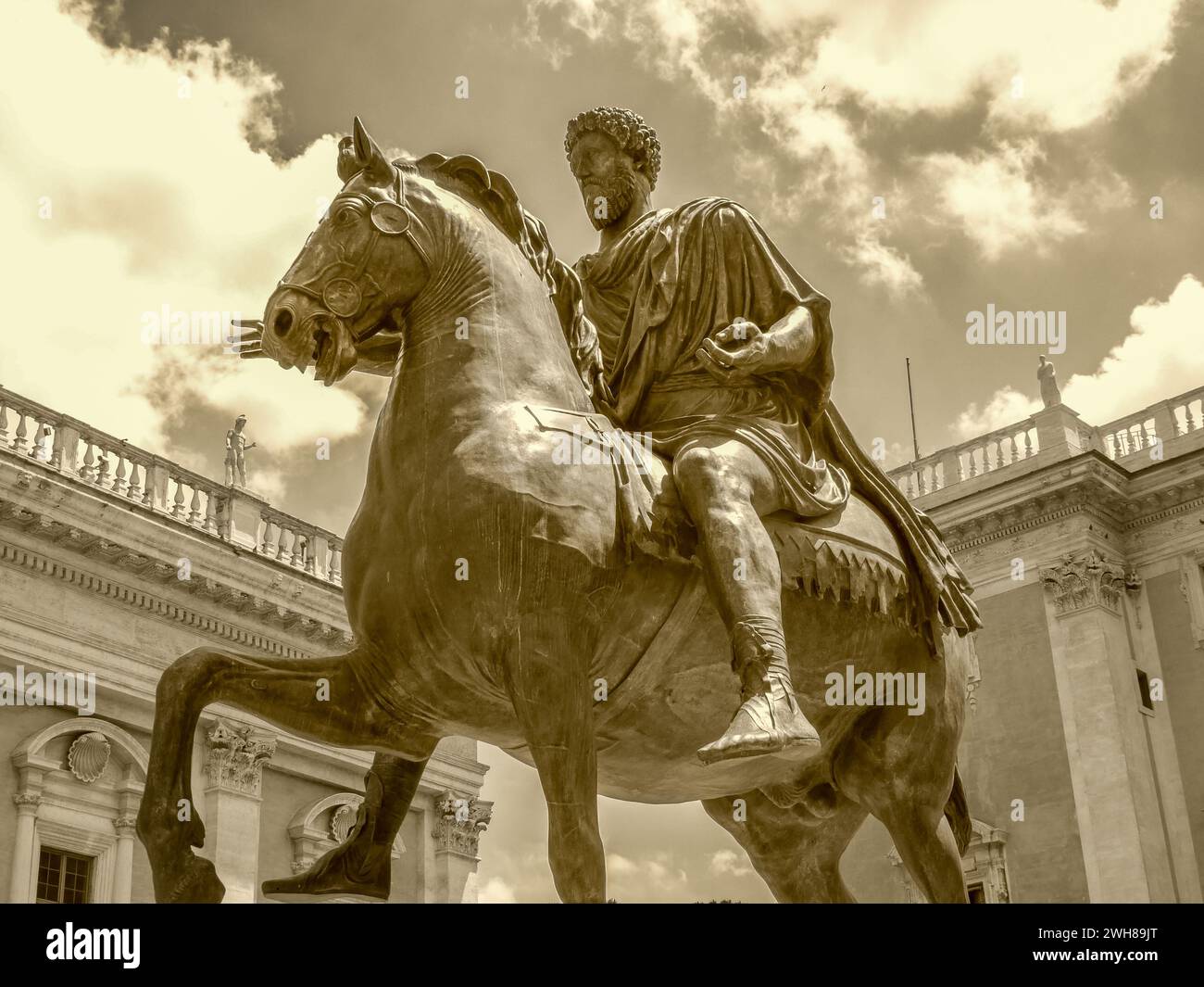 The Equestrian Statue of Marcus Aurelius on Piazza del Campidoglio in ...