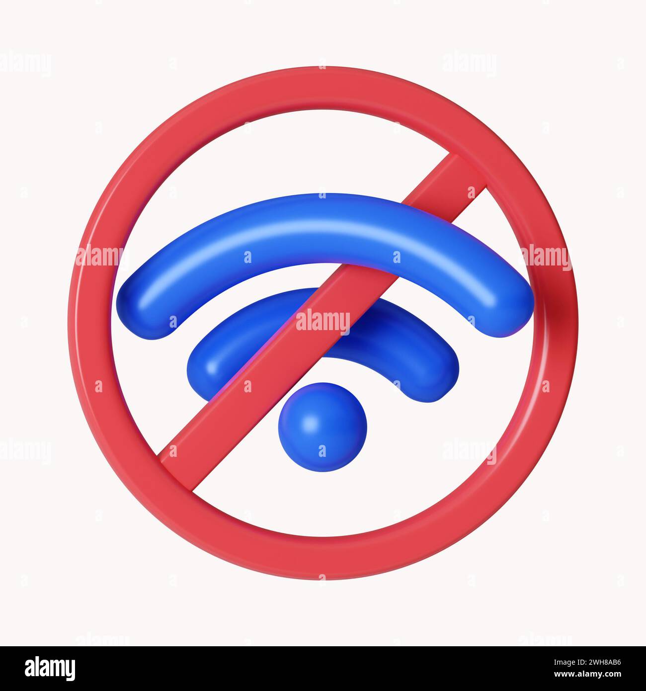 3d No internet connection concept with wifi. icon isolated on white ...