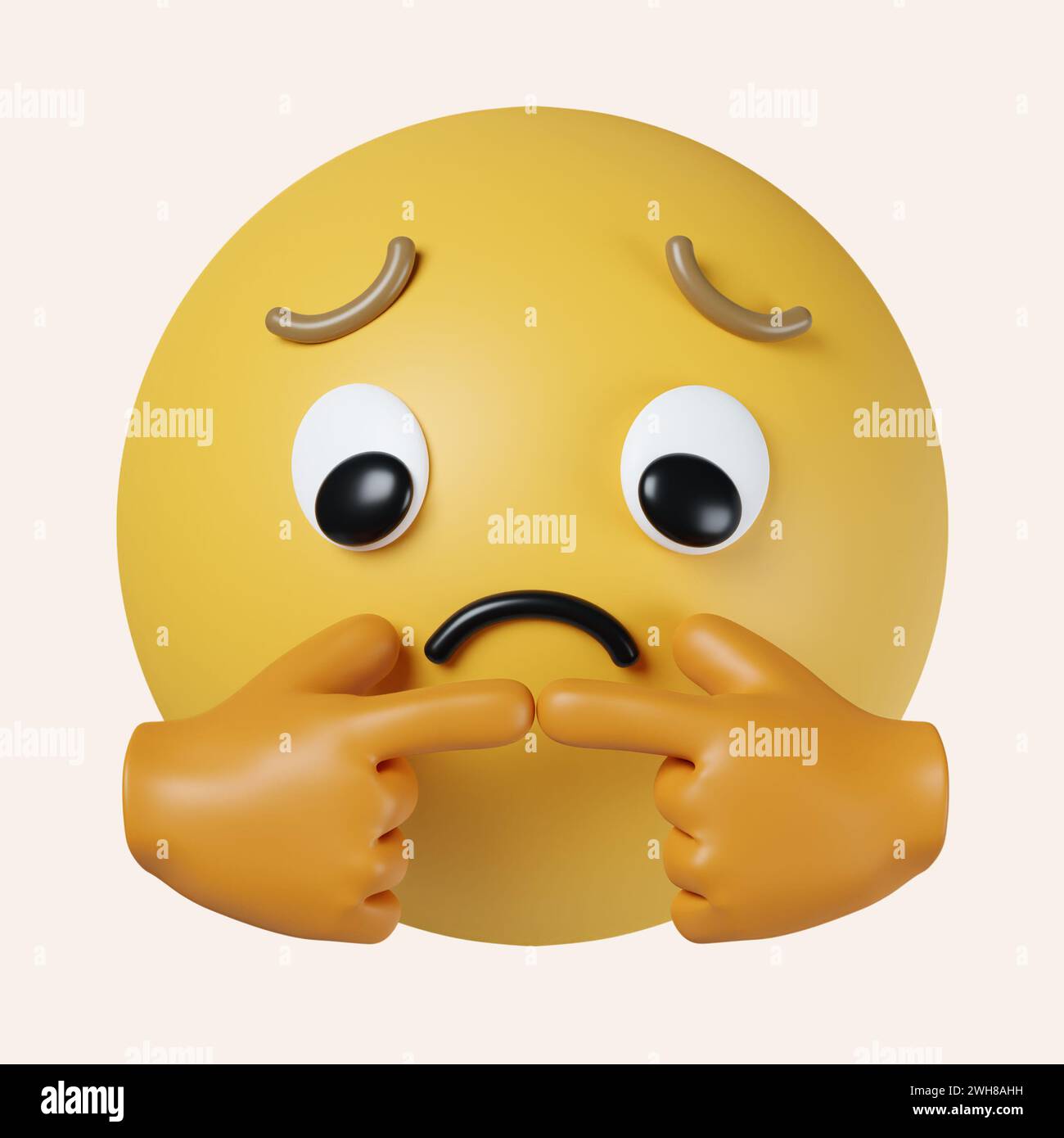 3d emoji Sorry Emoticon Face with hand. icon isolated on gray ...