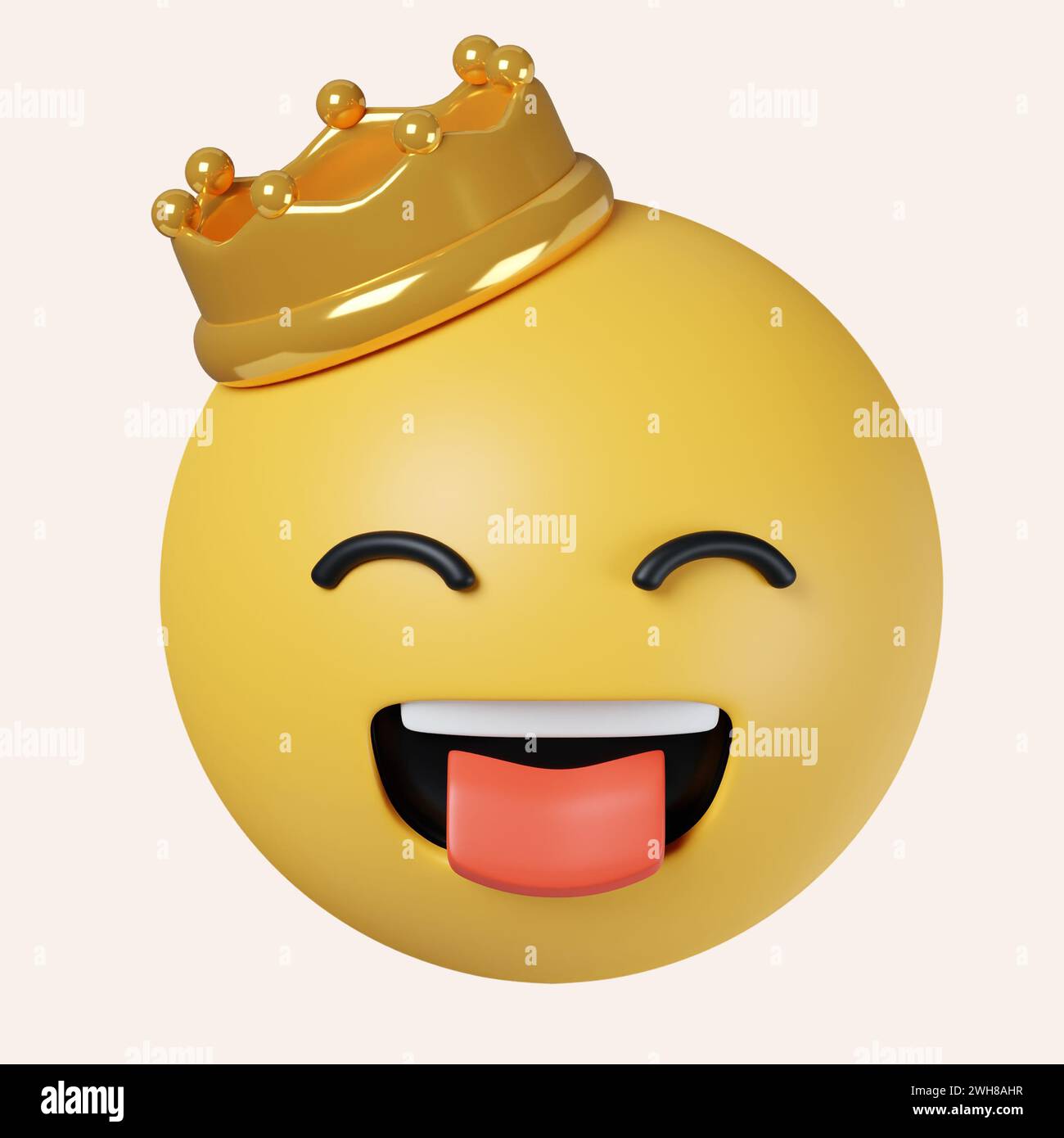3d King emoji. emoticon wearing crown. icon isolated on gray background ...