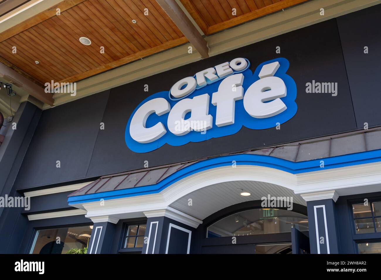 Close-up of Oreo Cafe logo sign at Ala Moana Center in Waikiki, Hawaii ...