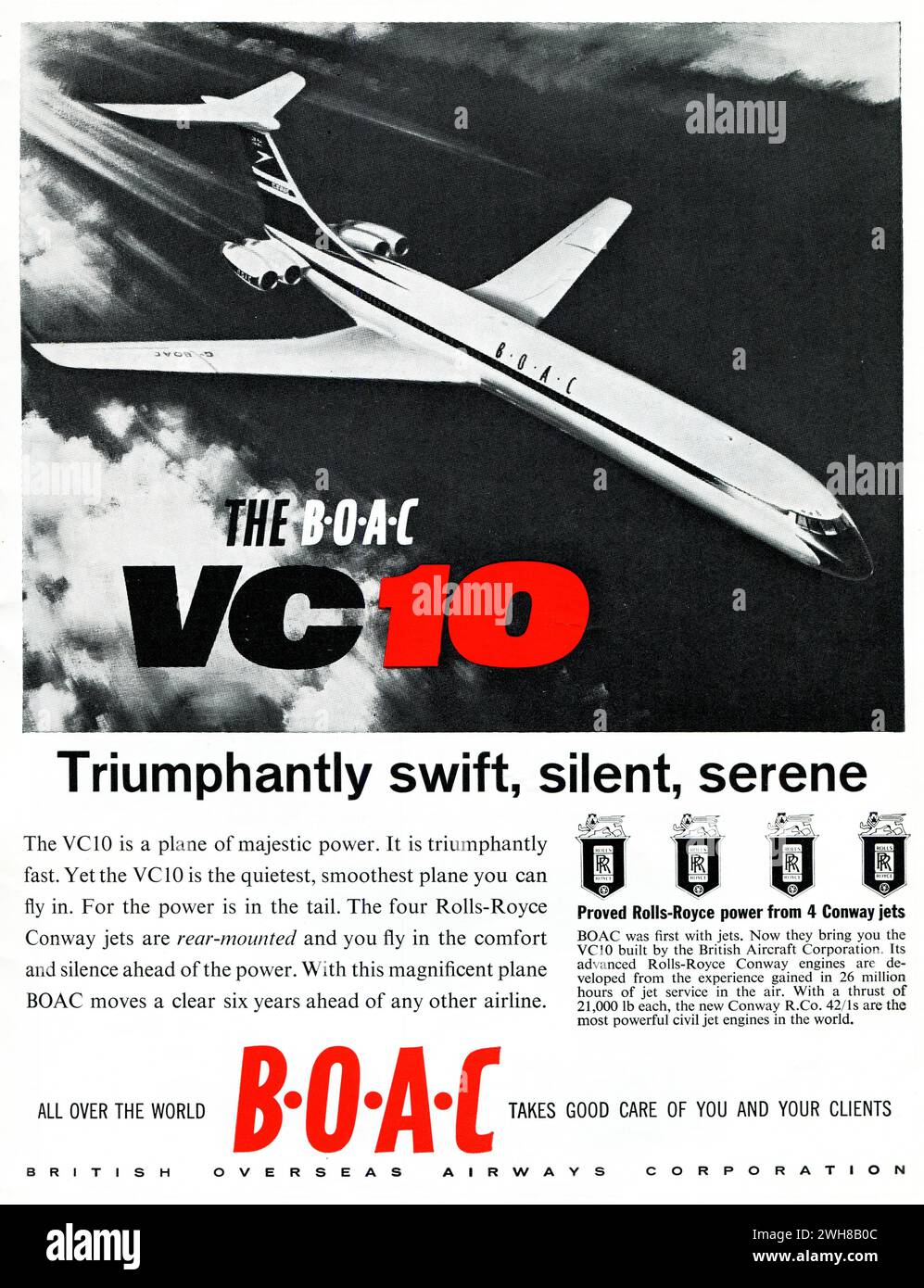 A 1964 advertisement by British Overseas Airways Corporation promoting ...